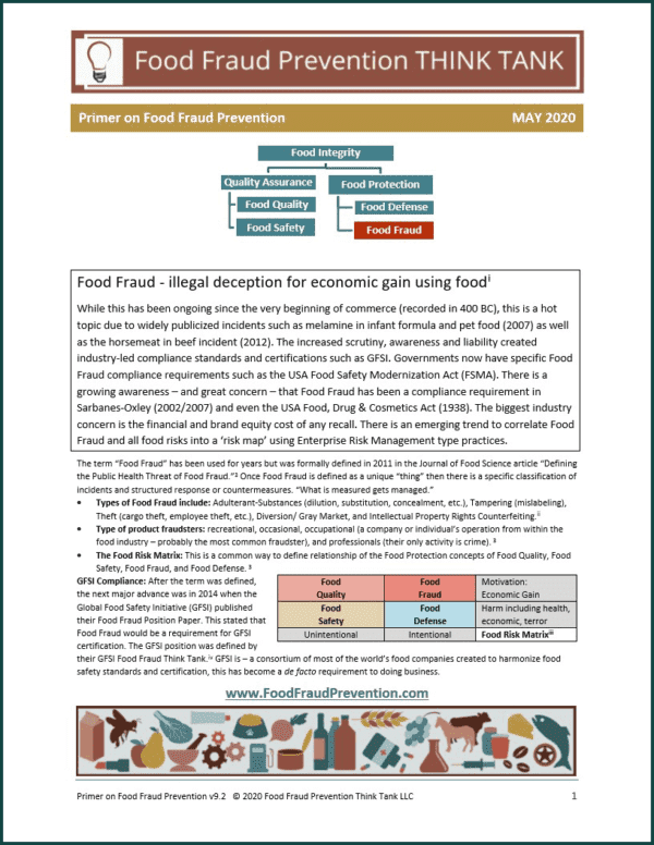 Primers - Food Fraud Prevention Think Tank